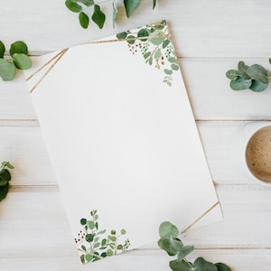 Eucalyptus Greenery Gold Border Microsoft Word Template, Elegant ...