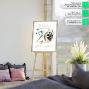 Gold Floral 20th Anniversary Welcome Sign Template, Photo Wedding ...