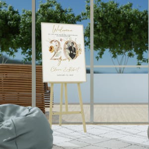 Gold Floral 20th Anniversary Welcome Sign Template, Photo Wedding ...