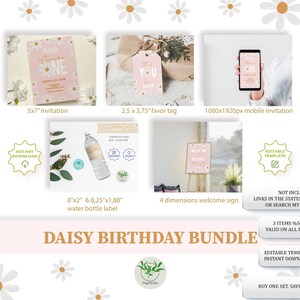 Daisy First Birthday Party Invitation Template, Daisy Birthday Invite ...