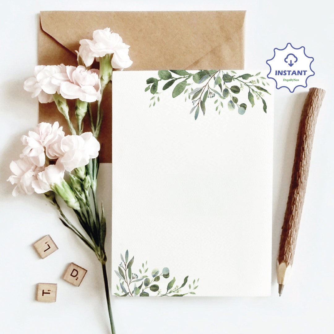 Eucalyptus Greenery Editable Blank Template, Printable Cards, Custom ...