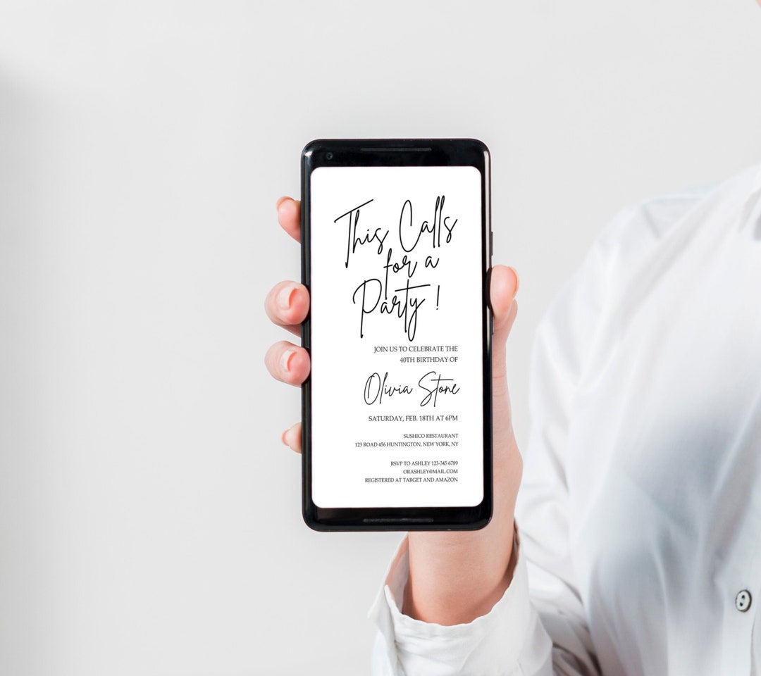 Modern Stylish Party Invitation Template, Digital Birthday Invitation ...