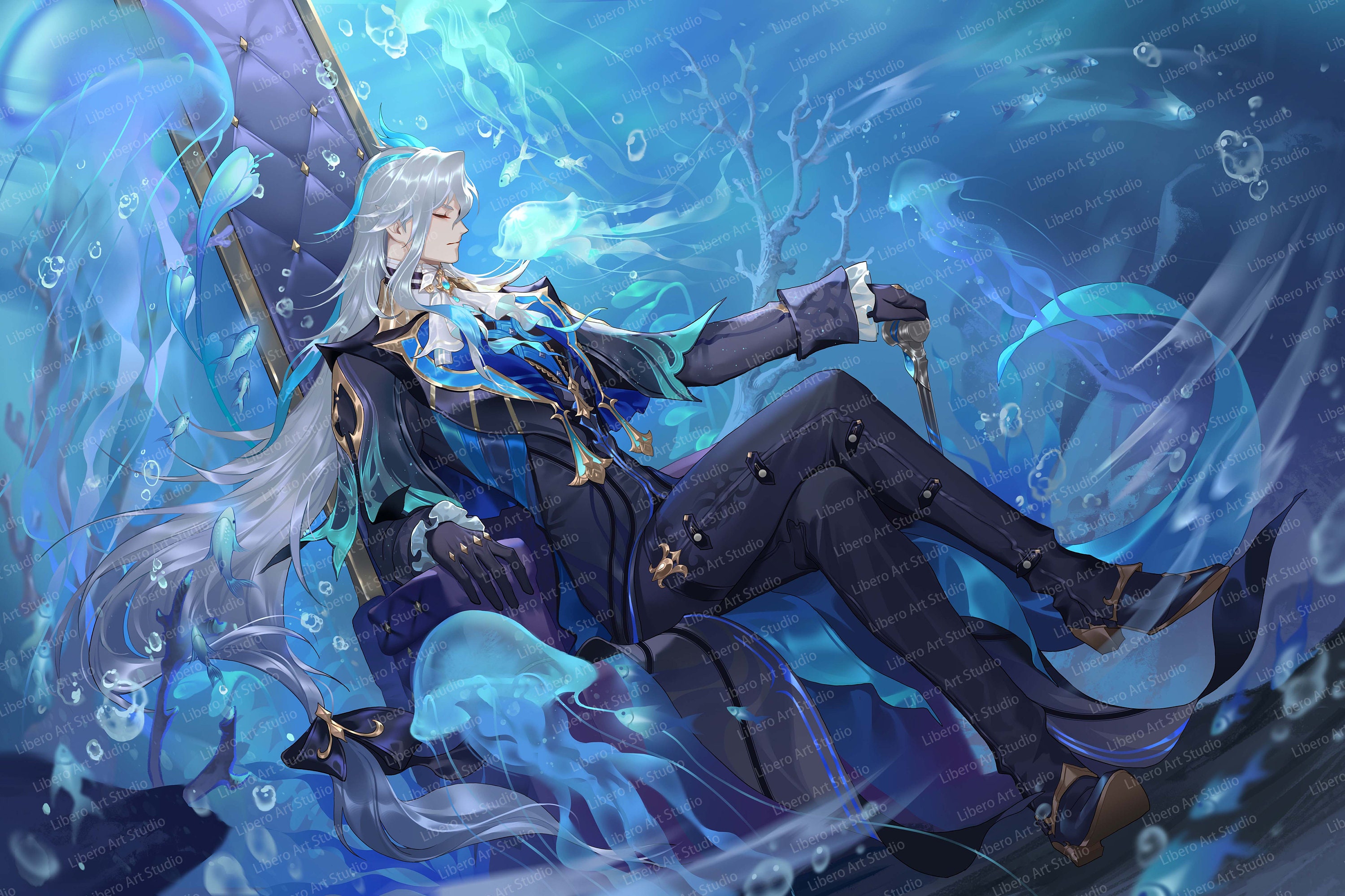 Neuvillette Genshin Impact Fan Print - Etsy