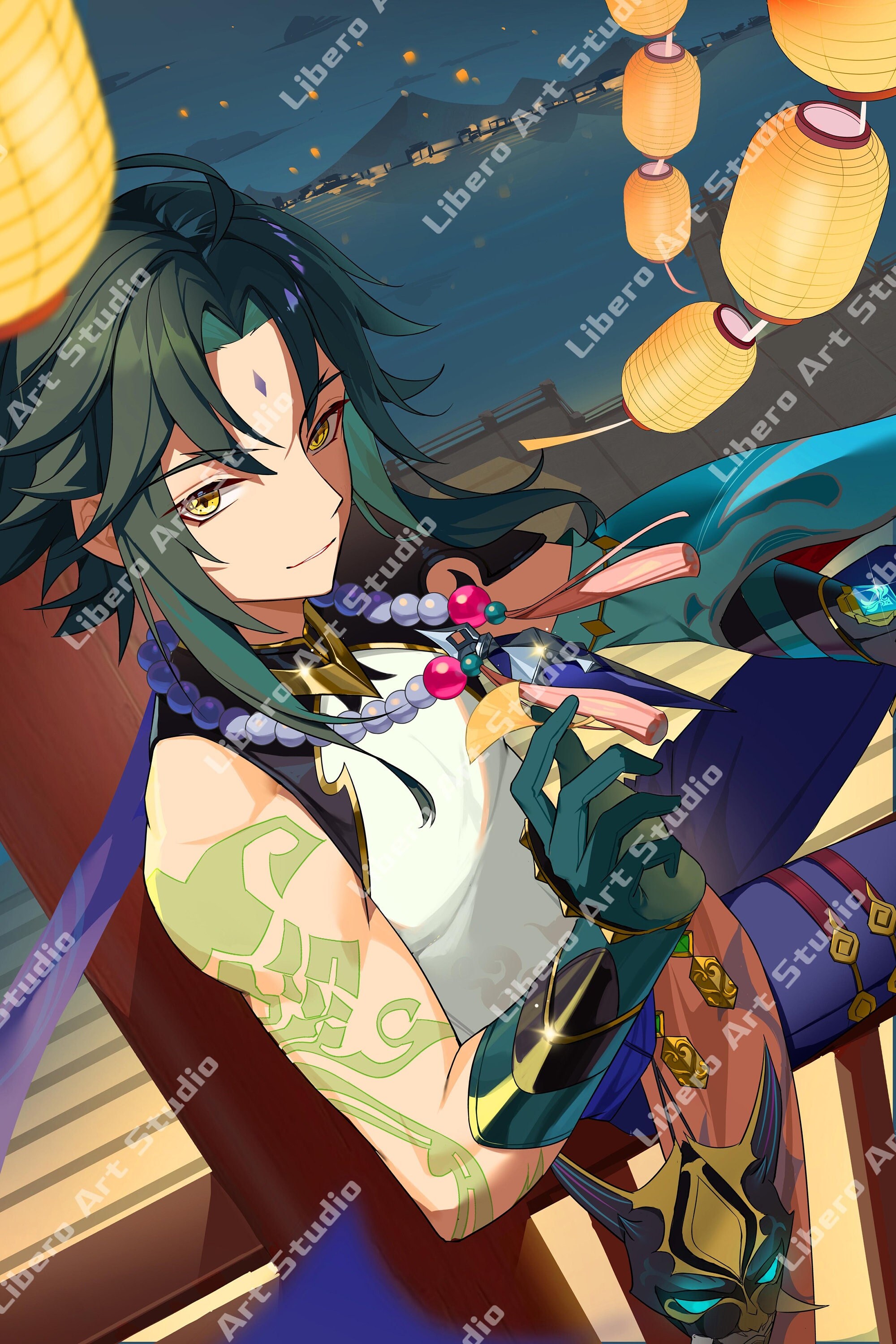 Xiao Genshin Impact Fan Print - Etsy
