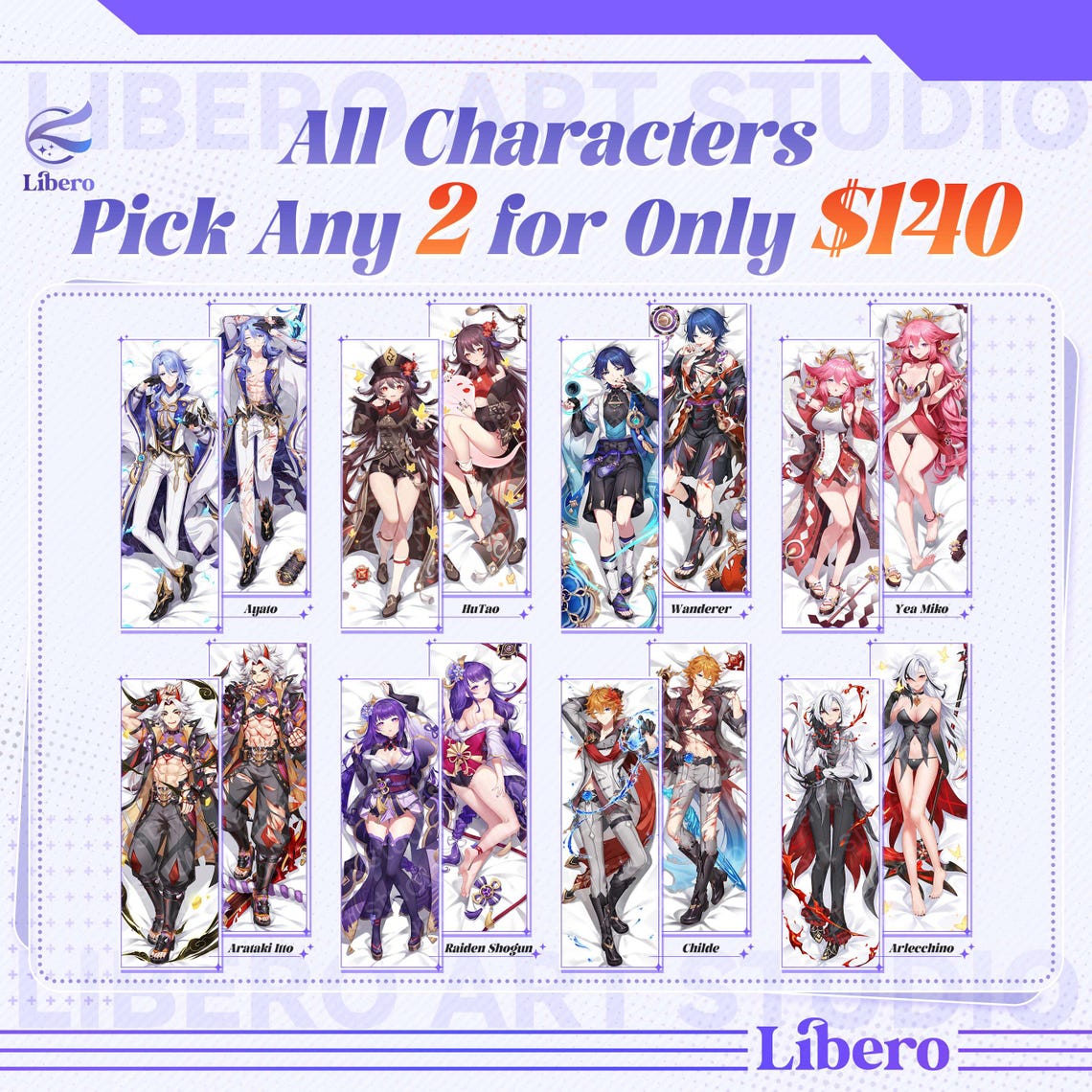 Wriothesley Dakimakura | Genshin Impact Body Pillowcase | Double-sided ...