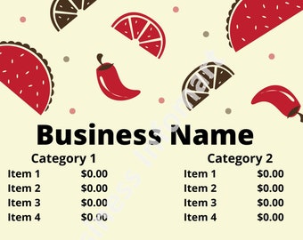 Editable Mexican Food Tri Fold Menu Template for Canva, Vibrant and ...