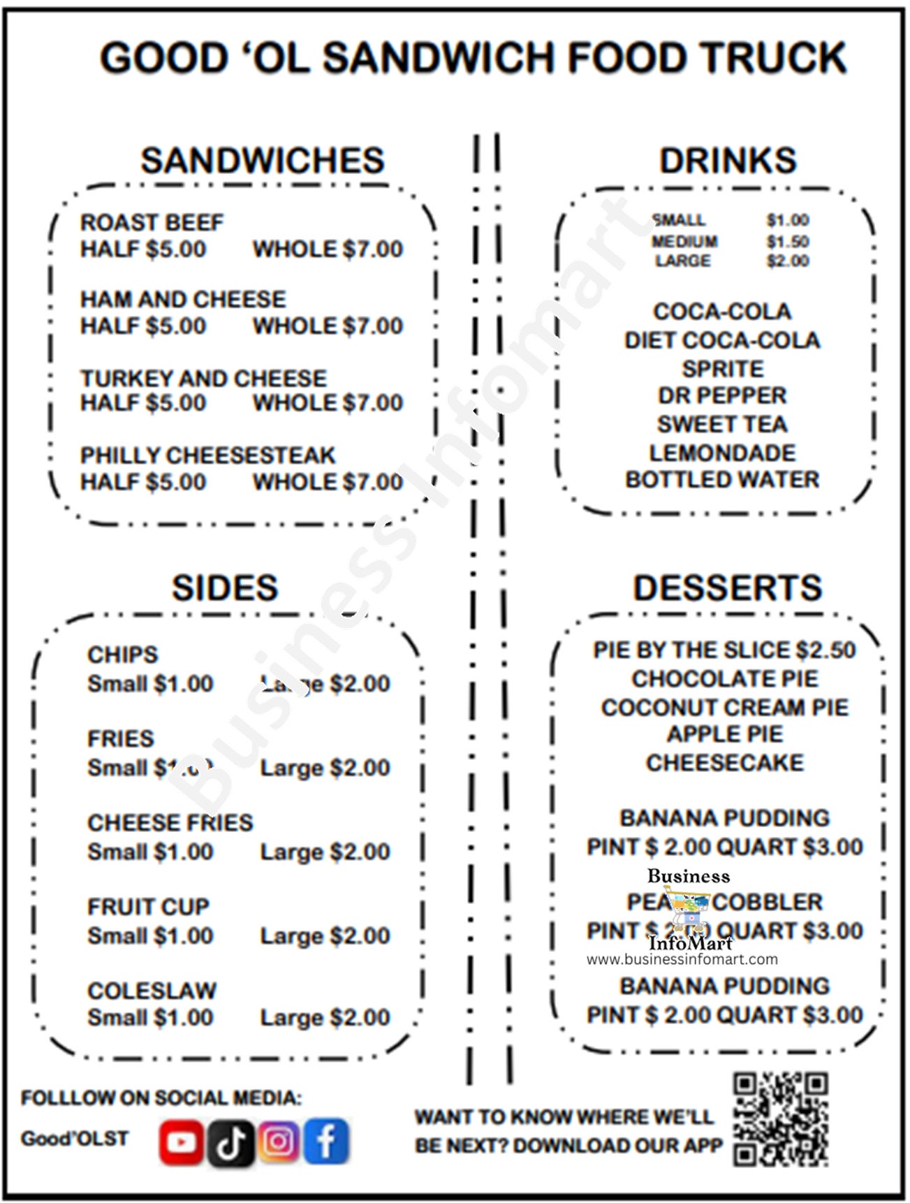 Sample Food Truck Menus - Etsy