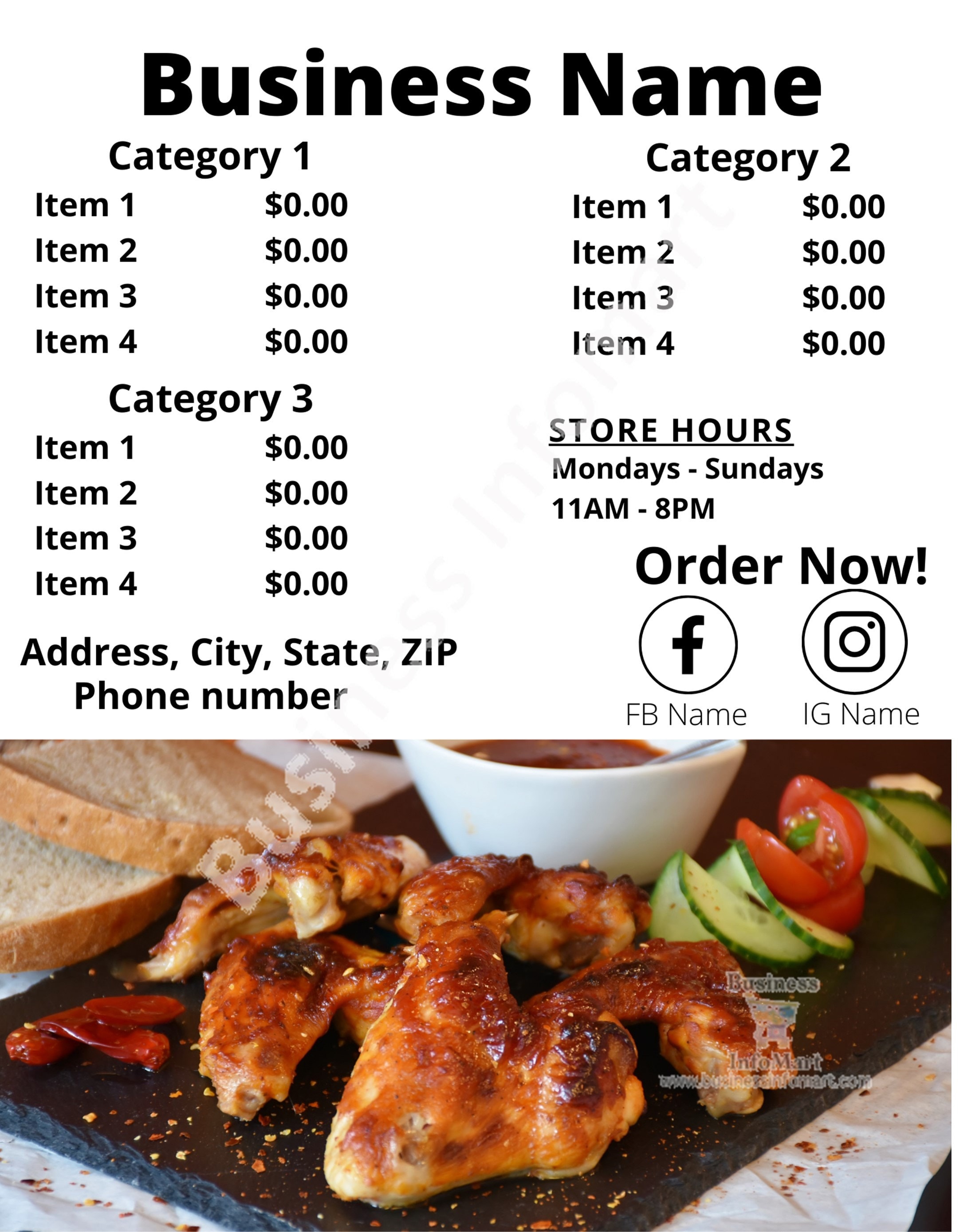 Wings Menu Template Bundle - Etsy