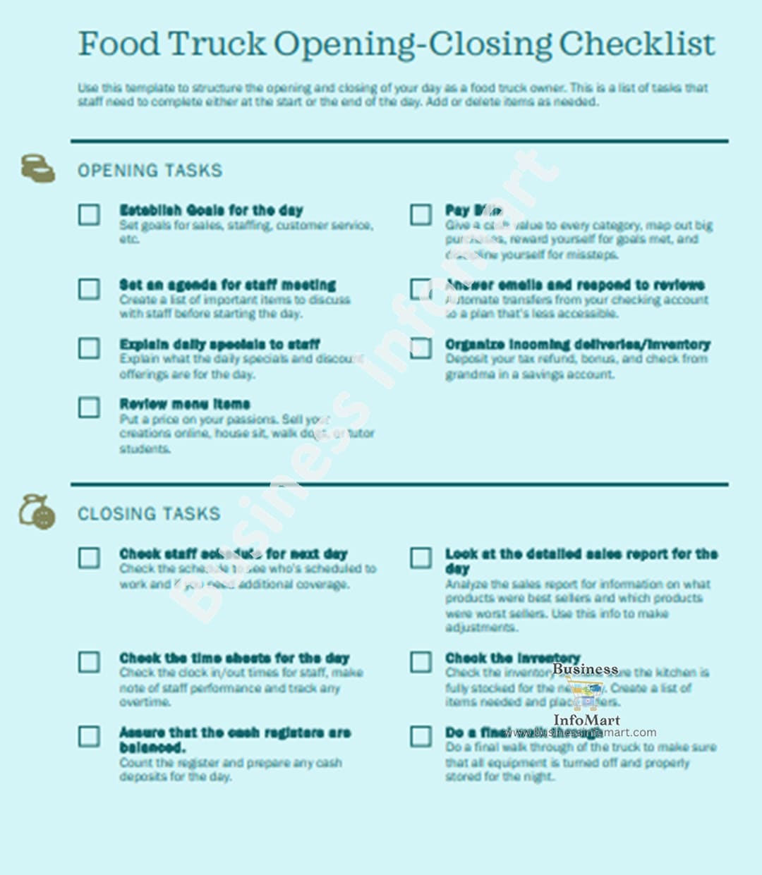 Food Truck Opening-closing Checklist - Etsy