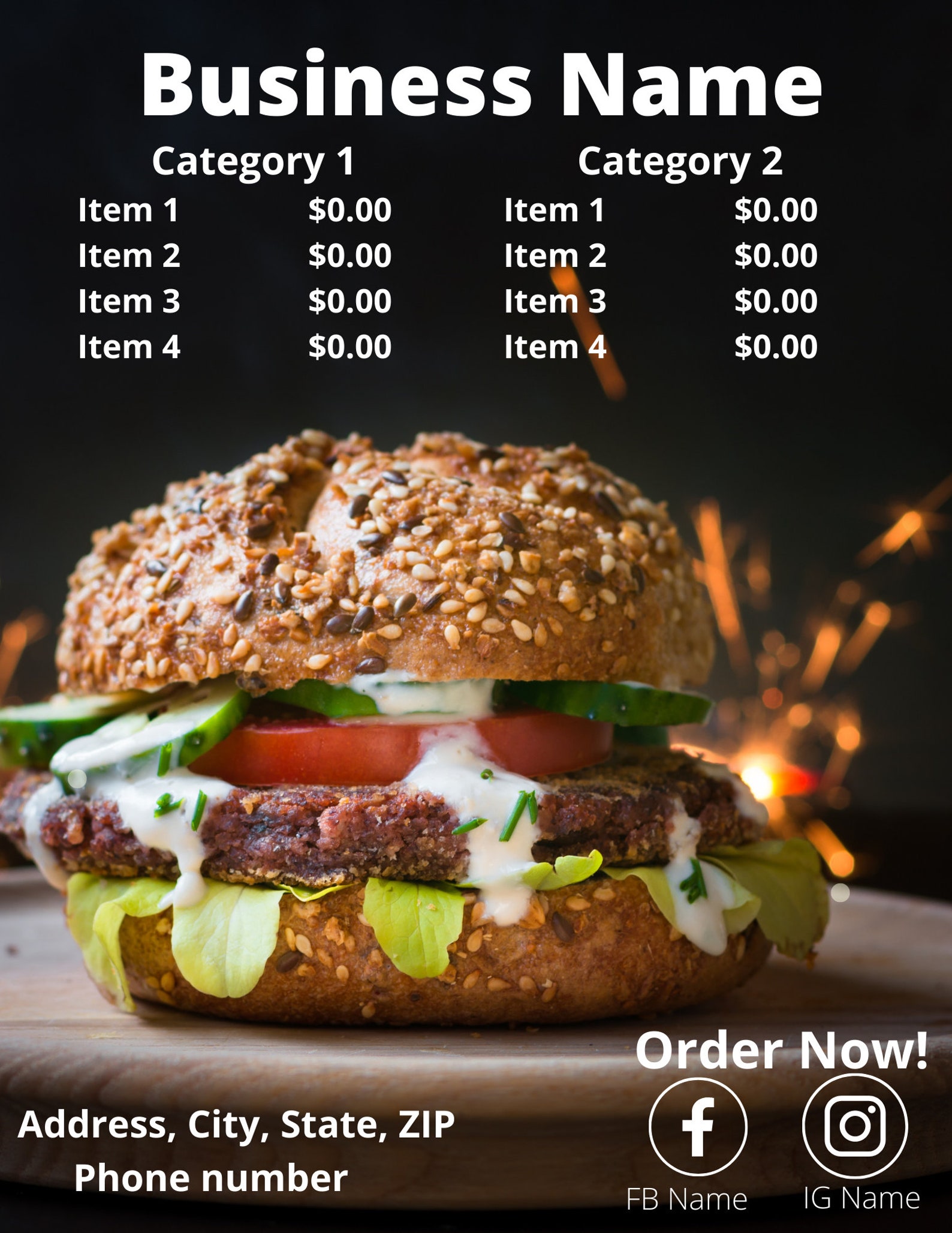 Burgers Menu Template Bundle - Etsy