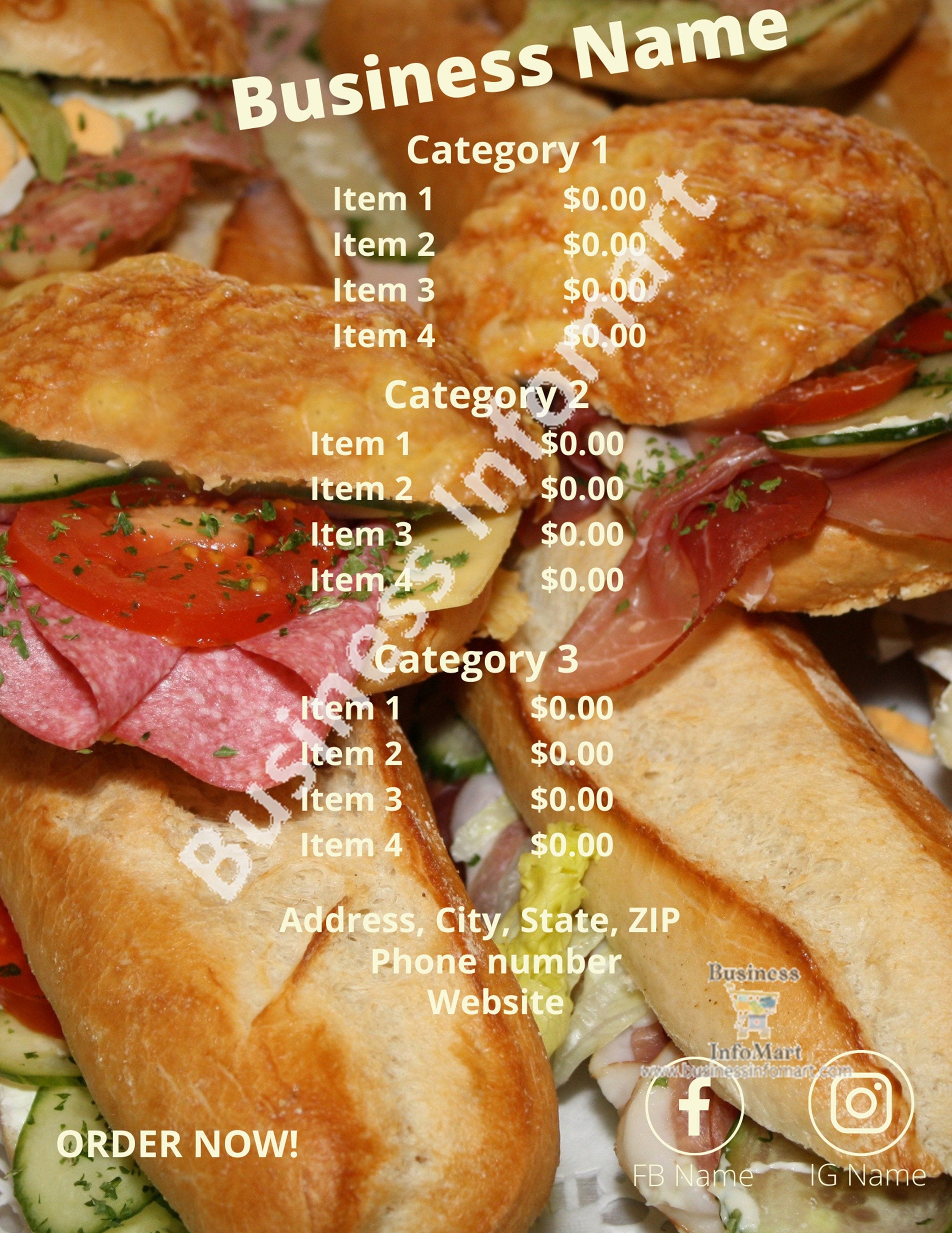 Sandwiches/subs Menu Template Bundle - Etsy