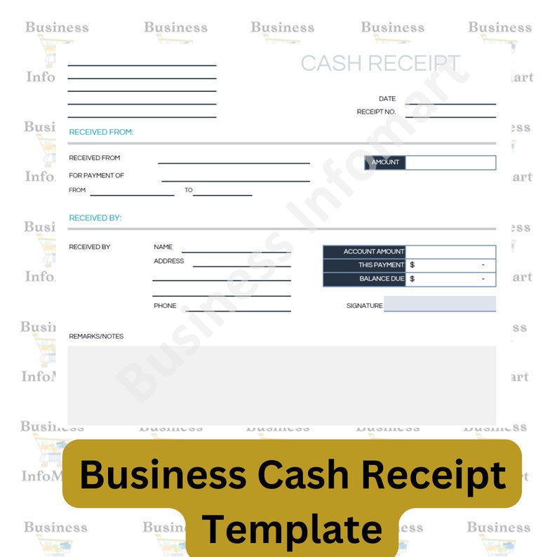 Business Cash Receipt Template - Etsy