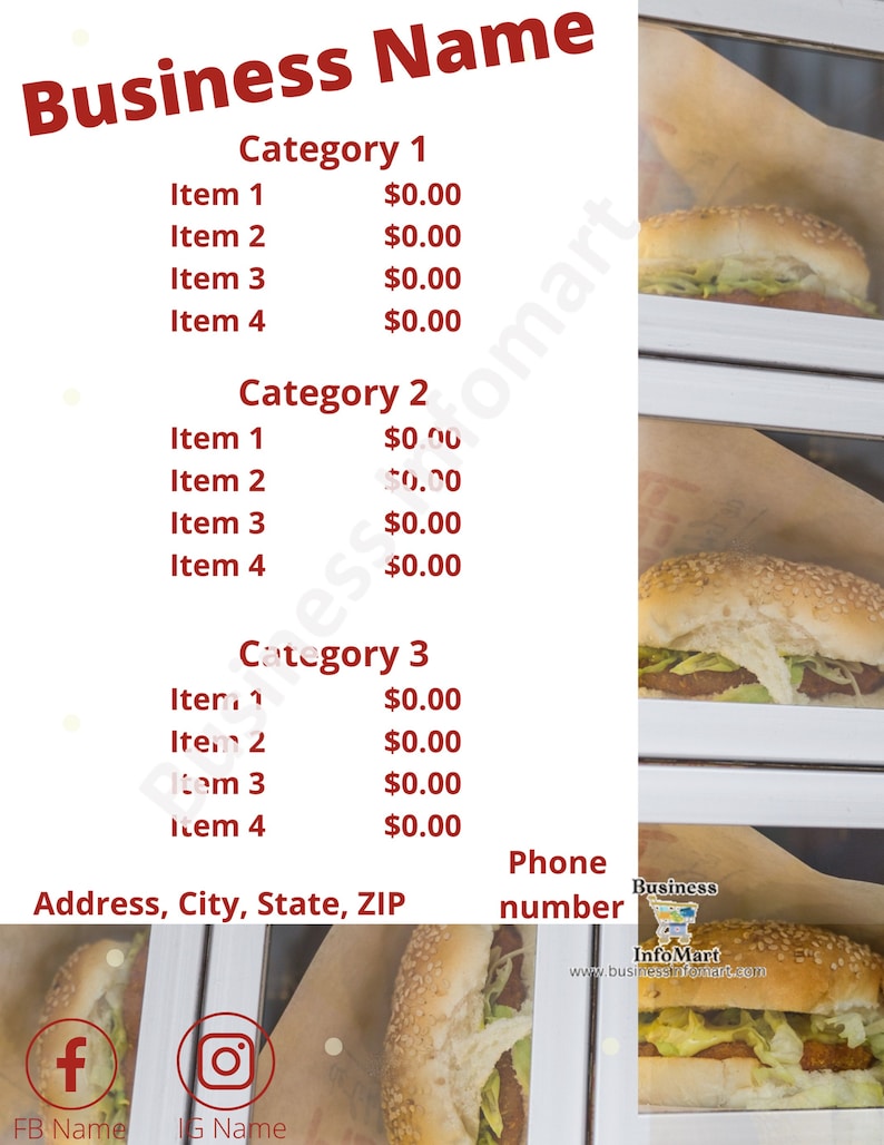 Burgers Menu Template Bundle - Etsy