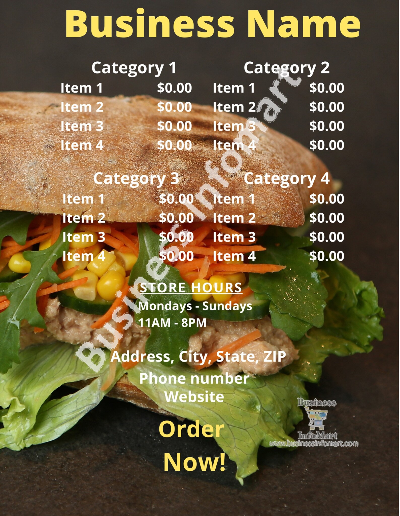 Sandwiches/subs Menu Template Bundle - Etsy