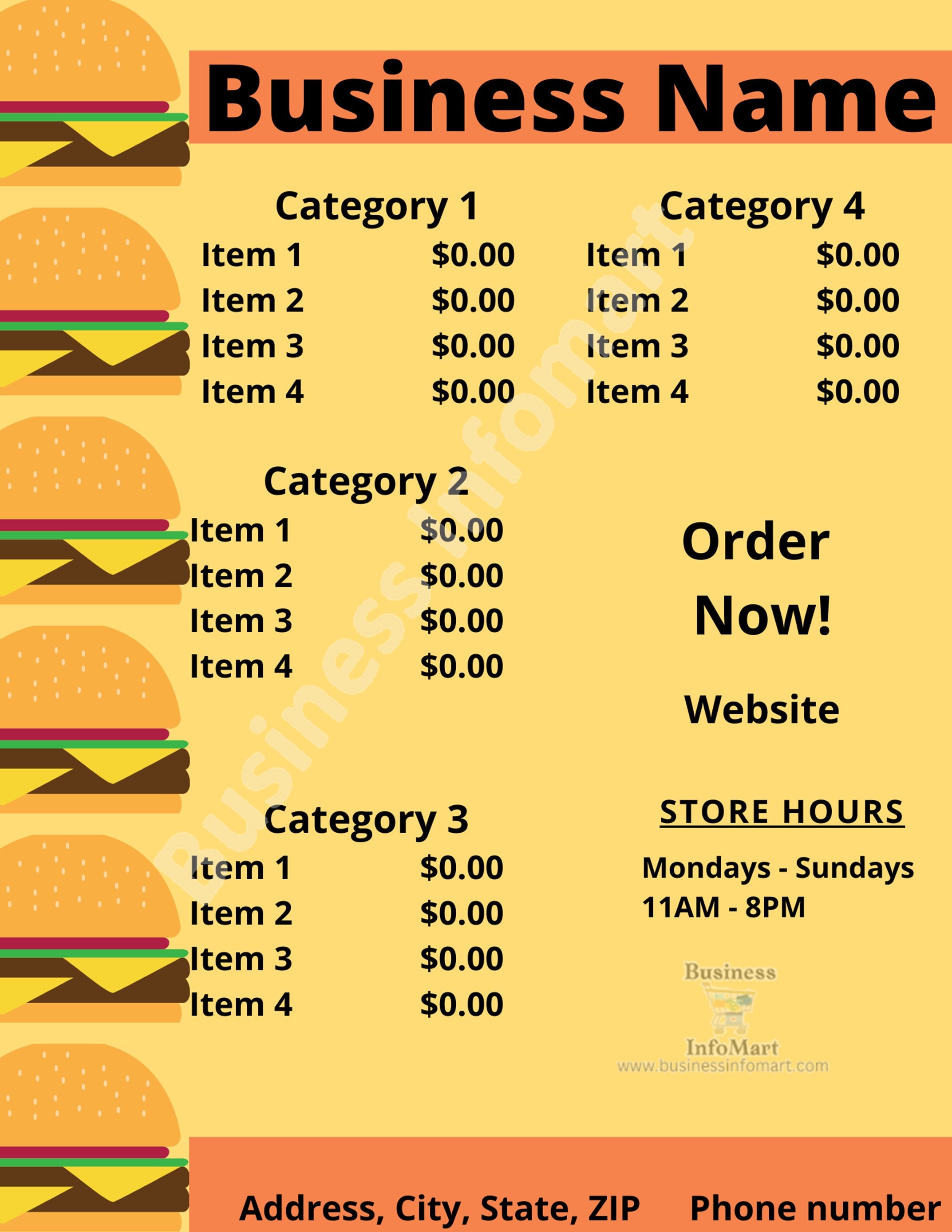 Burgers Menu Template Bundle - Etsy