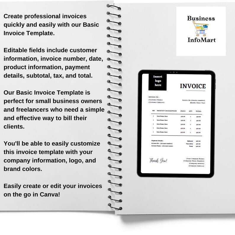 Basic Business Invoice Template - Etsy