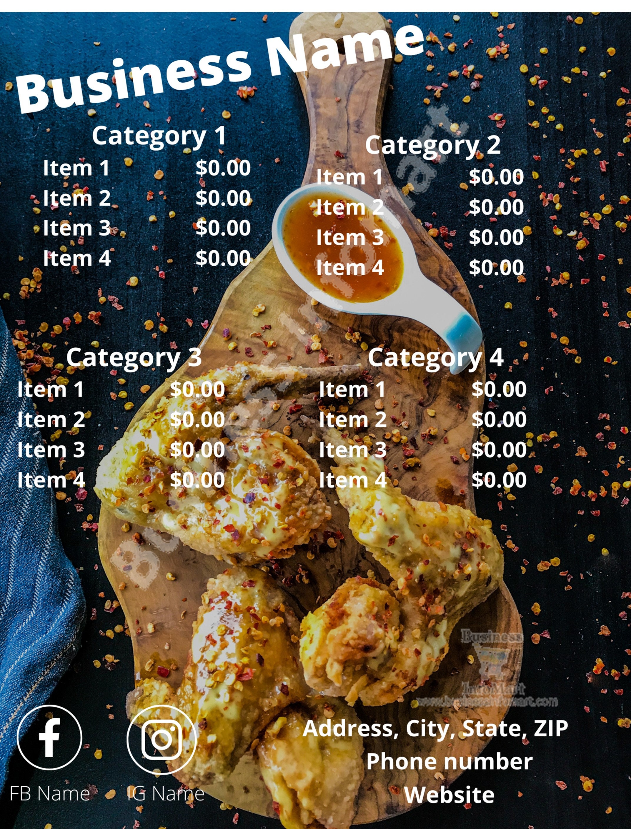 Wings Menu Template Bundle - Etsy