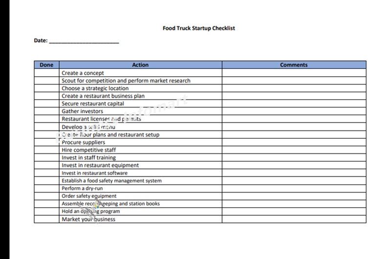 Food Truck Startup Checklist - Etsy