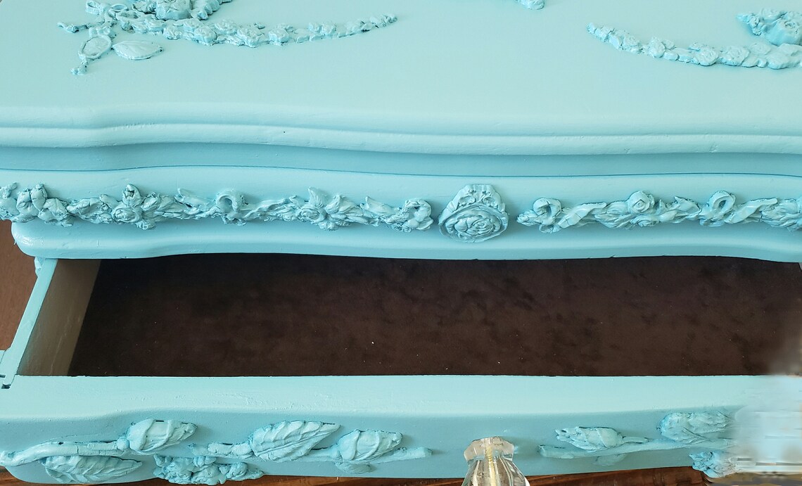Handmade Blue Floral Jewelry Box: Vintage Silverware Box With Crystal ...