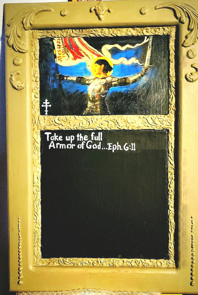 Joan of Arc Wall Art: Mixed Media Panel With Chalkboard - Etsy