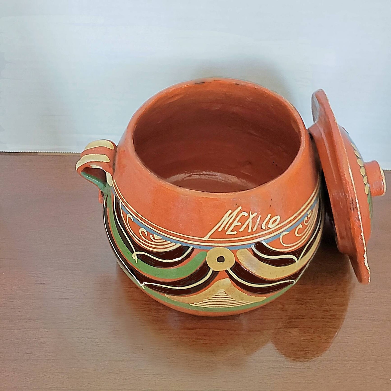 Vintage 1950's Mexican Bean Pot W/lid. Folk Art Style With Vibrant Hand ...