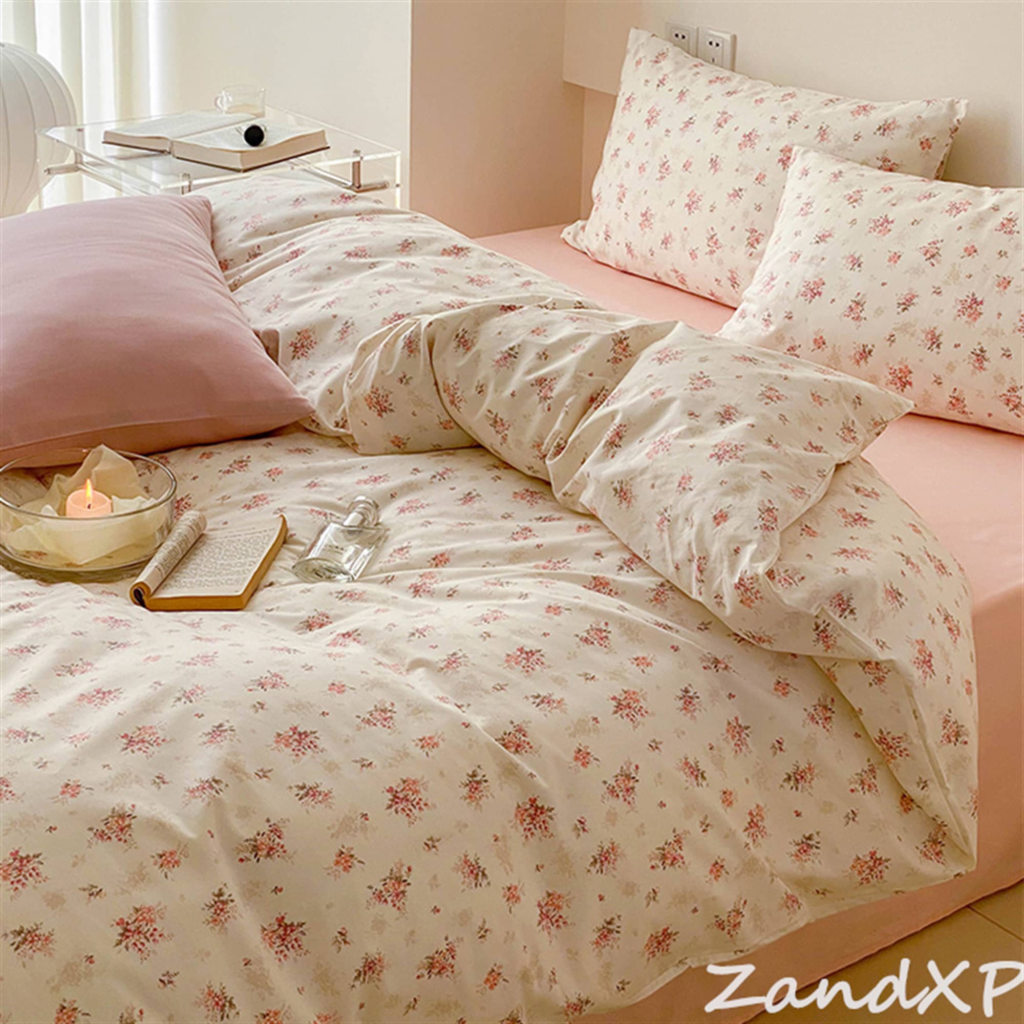 Pink Flowers Duvet Cover Set 100 Cotton Bedding Sets Twin Etsy