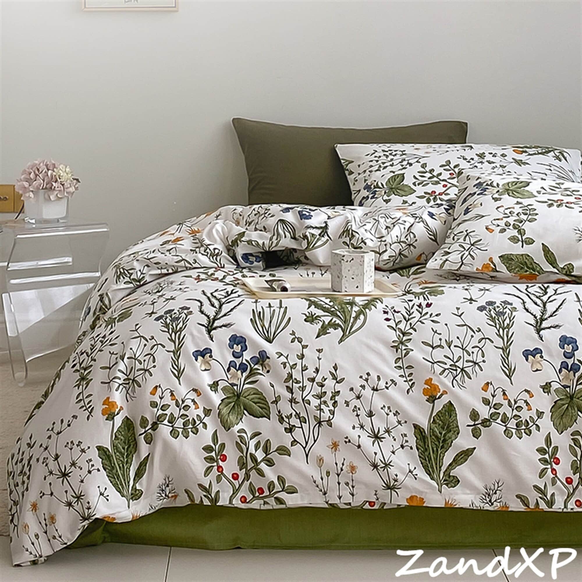 Botanical Duvet Cover 100% Cotton Duvet Cover Plant Bedding - Etsy