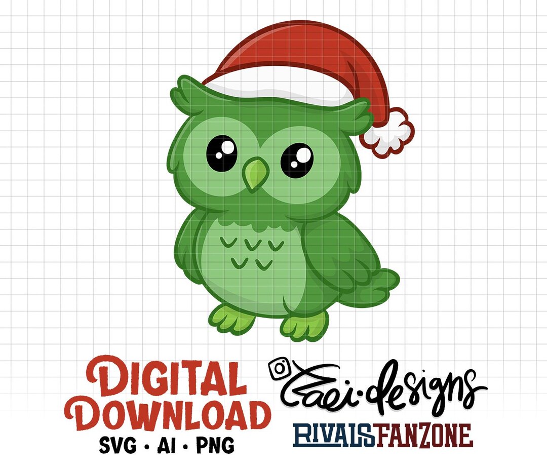 Christmas Owl Clipart, Hand Drawn Vector (svg, Png, Ai, Jpg Digital ...