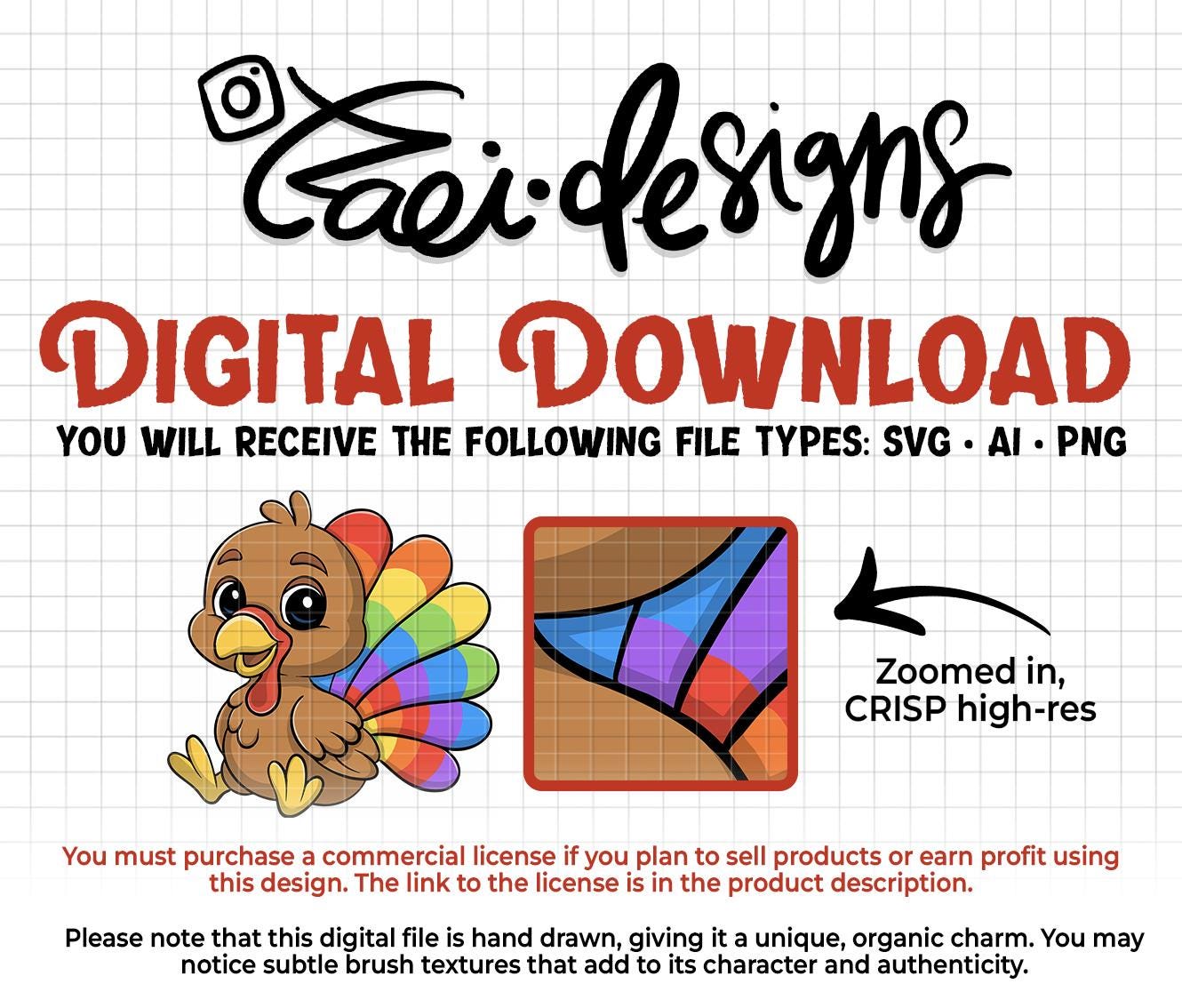 Rainbow Turkey Clipart, Hand Drawn Design (digital Download) - Etsy