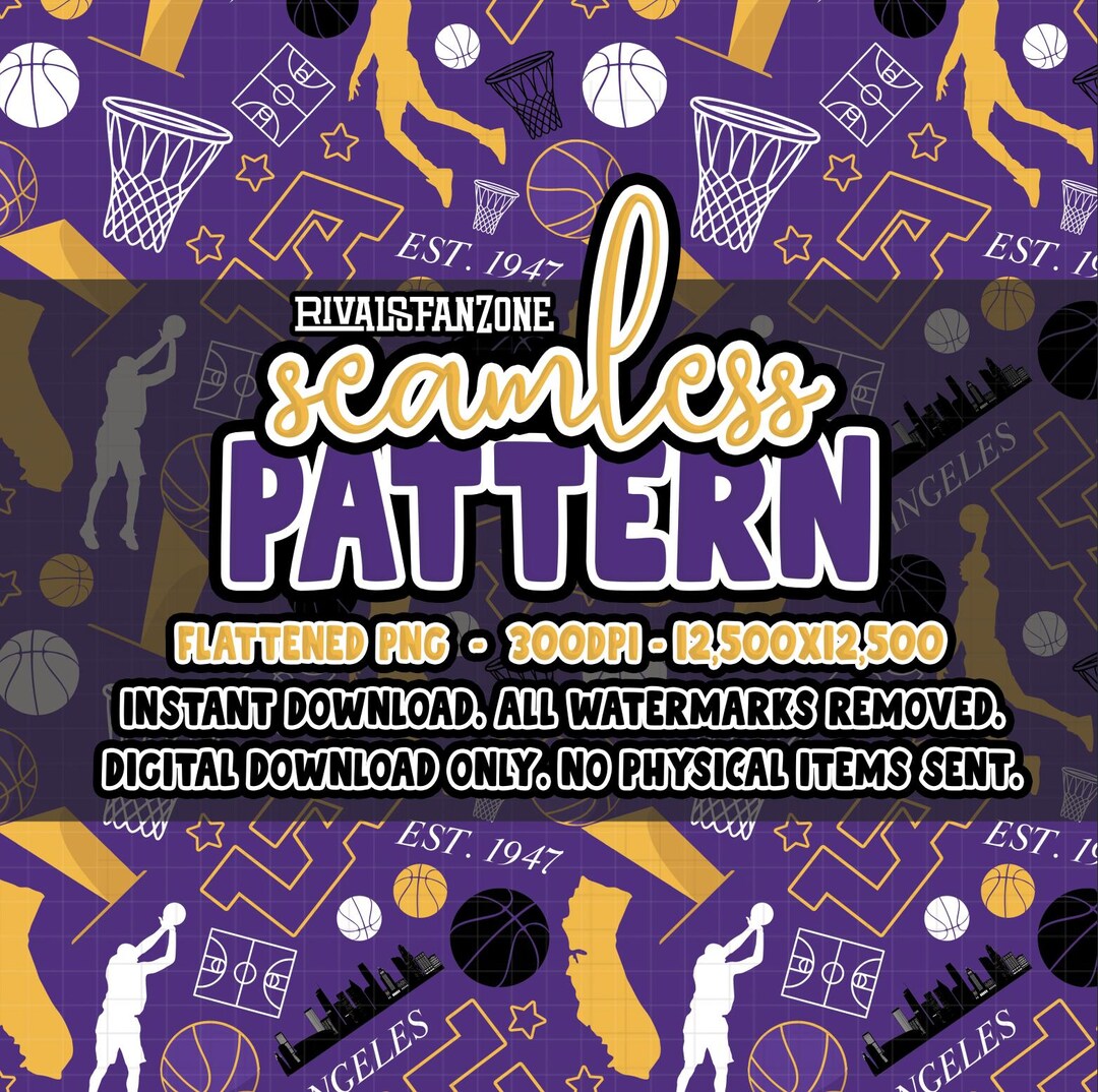 Los Angeles Basketball Seamless Repeating Pattern | 300 DPI PNG ...