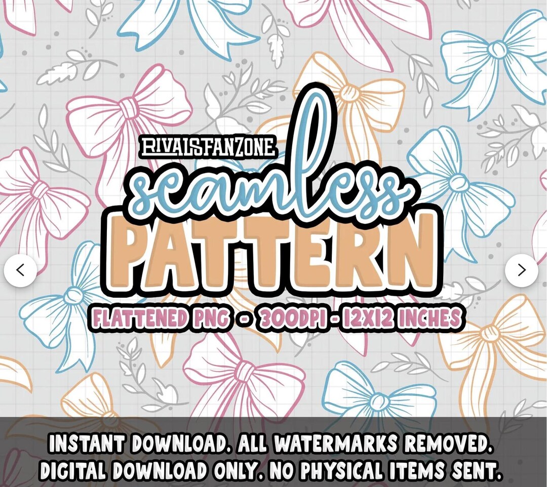 Pastel Bows Seamless Repeating Pattern | 300 DPI PNG | Instant Digital ...