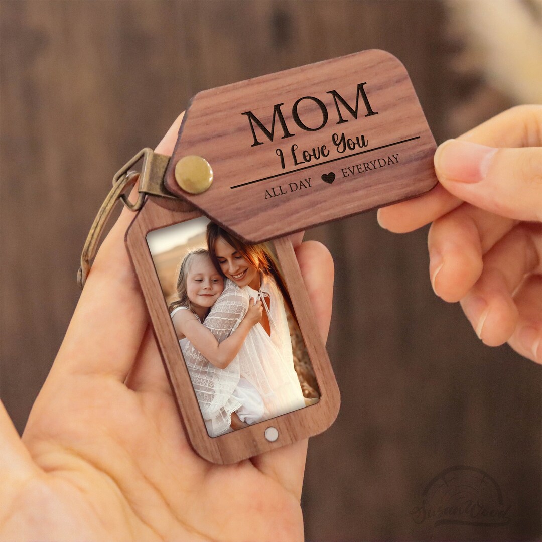 Personalized Photo Keychain for Mom Photo on Wood Keychain, Engraved ...