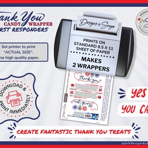 Thank You First Responder Candy Bar Wrapper Printable Appreciation Gift ...