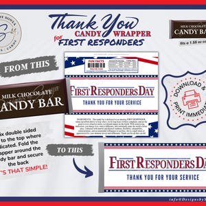 Printable First Responders Day Candy Bar Wrapper – DIY Thank You Gift ...