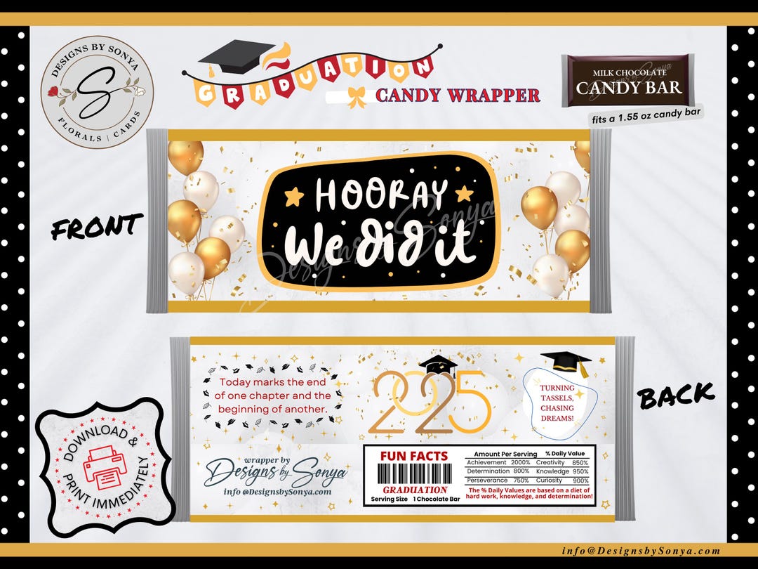 Printable Graduation Candy Wrapper | Custom Graduation Treats | DIY ...