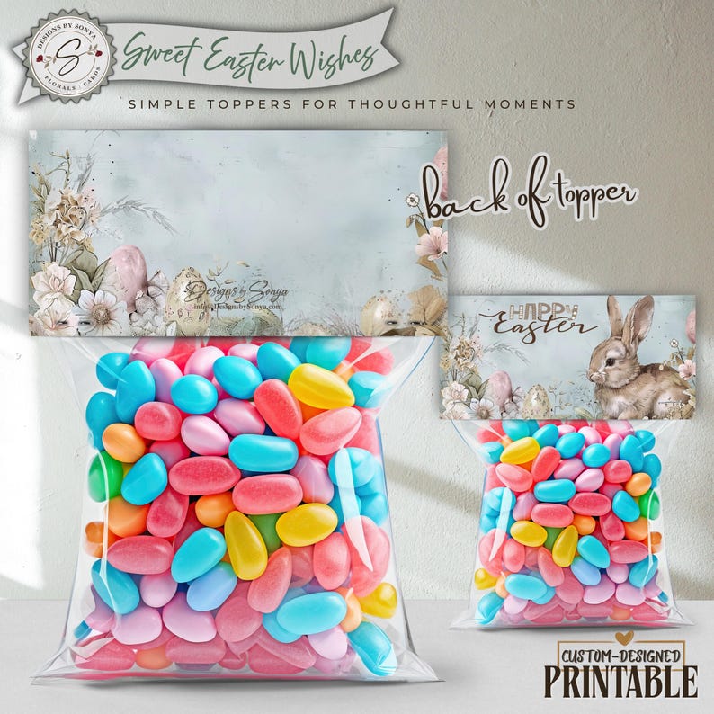 Watercolor Printable Easter Bunny Treat Bag Topper, DIY Easter ...