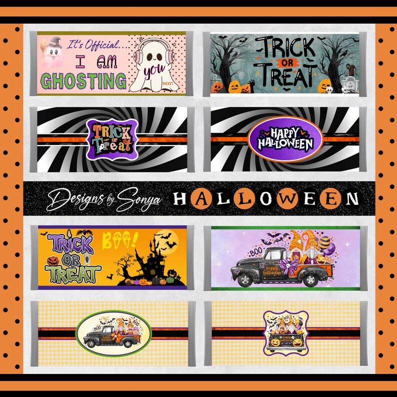 Printable Halloween Candy Bar Wrapper – Bold Black & White Stripe W ...