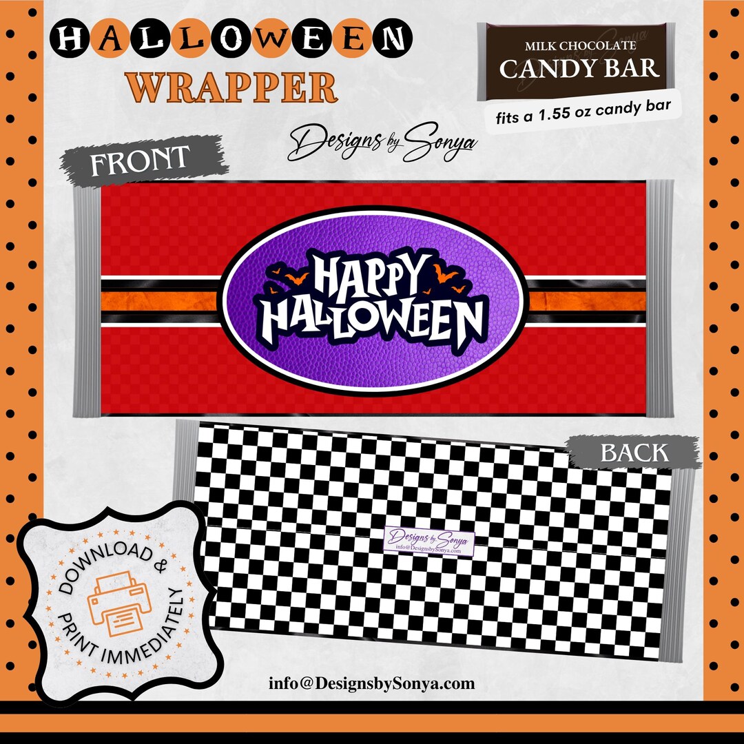 Happy Halloween Candy Bar Wrapper | Red Checkerboard Printable Favor W ...