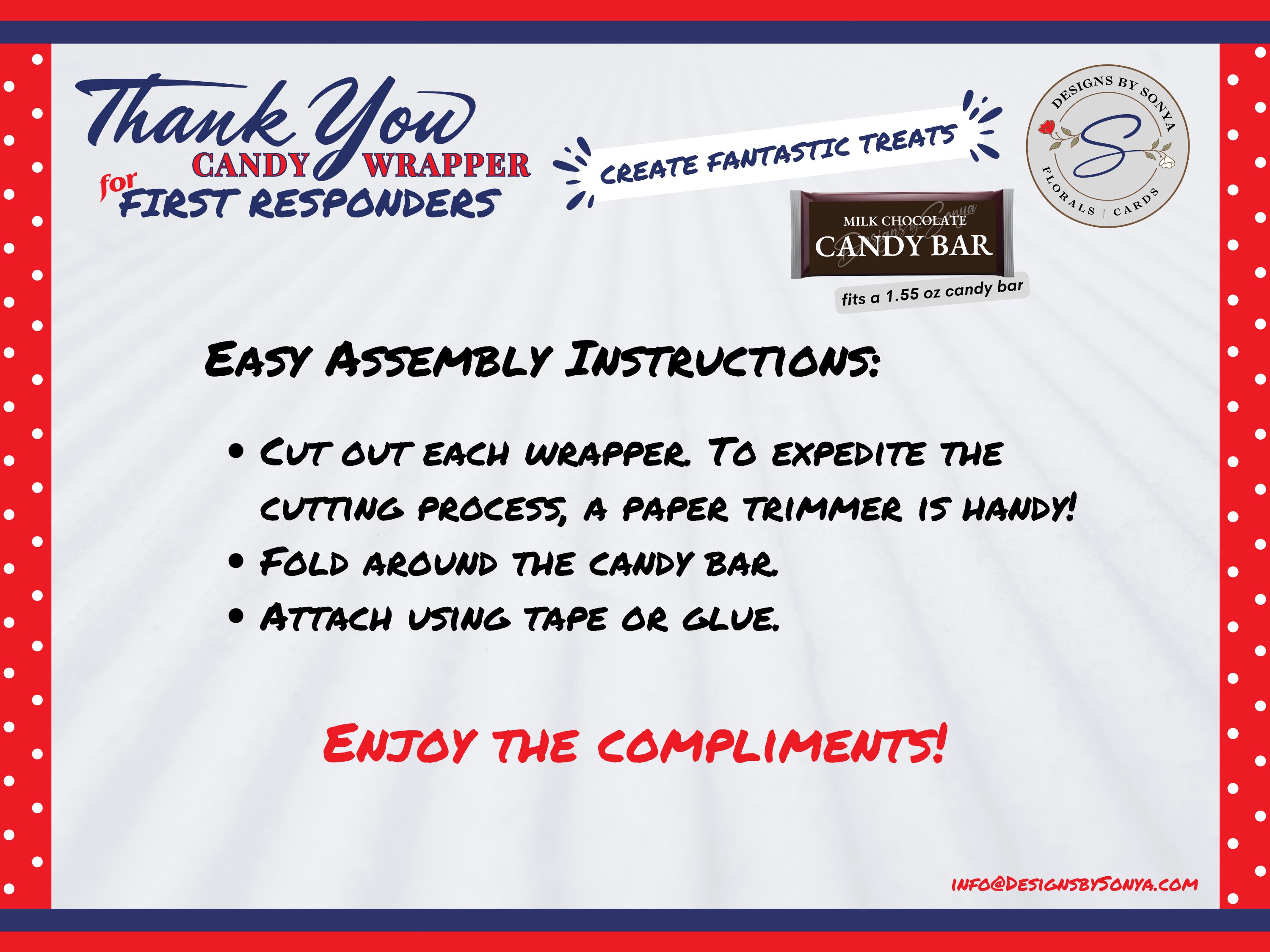 Thank You First Responder Candy Bar Wrapper – Printable Appreciation ...