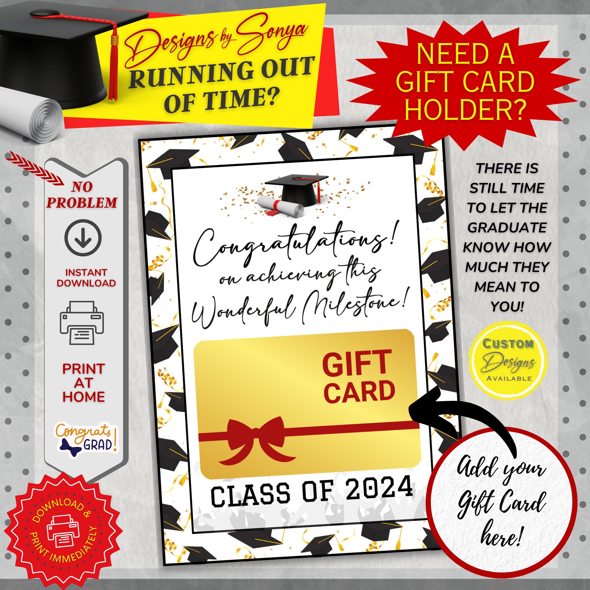 Graduation Class of 2024 Printable Greeting Card Holder Matching ...
