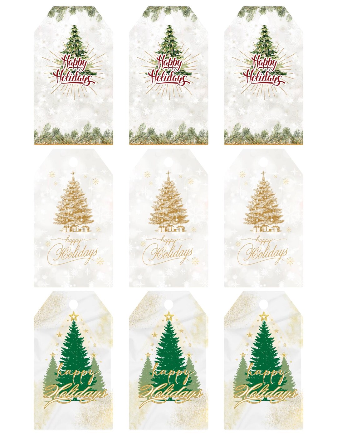 Elegant happy Holidays Printable Gift Tags Instant Download Print at ...