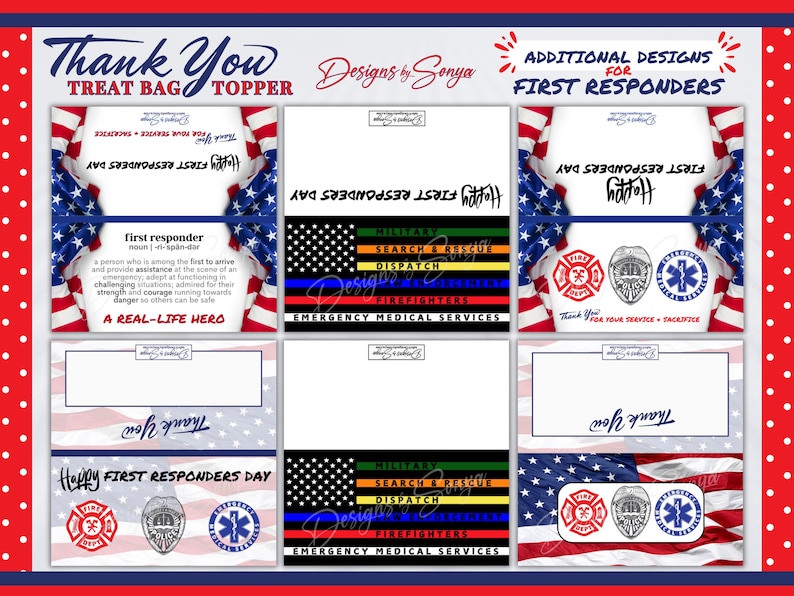 First Responders Thank You Treat Bag Topper | Printable Instant ...