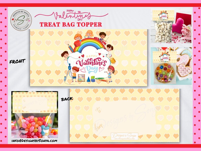 Set of 4 Valentine's Day Treat Bag Toppers Printable – DIY Candy Bag ...