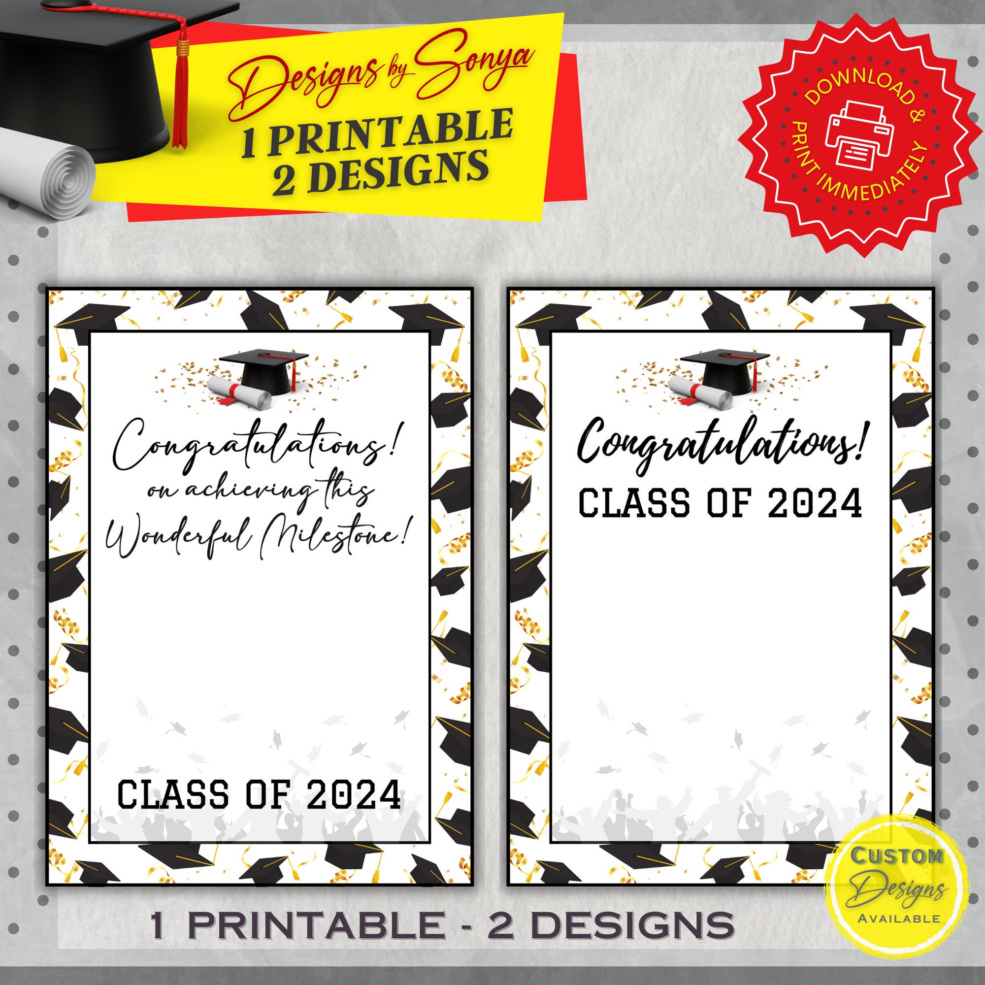Graduation Class of 2024 Printable Greeting Card Holder Matching ...