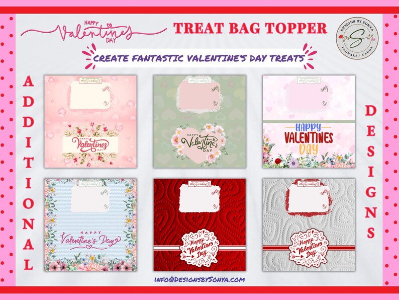 Set of 4 Valentine's Day Treat Bag Toppers Printable – DIY Candy Bag ...