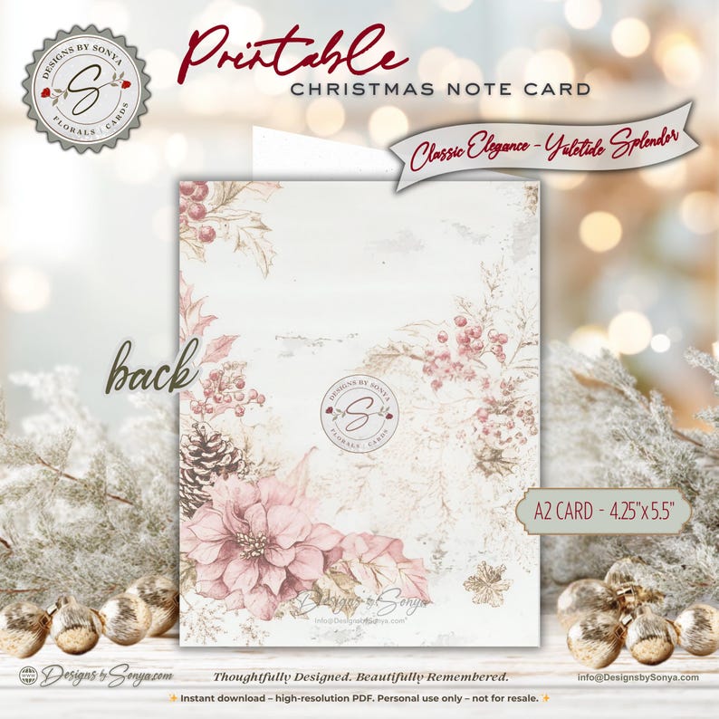 Printable Christmas Card, Vintage Typewriter Holiday Note Card, A2 (4. ...