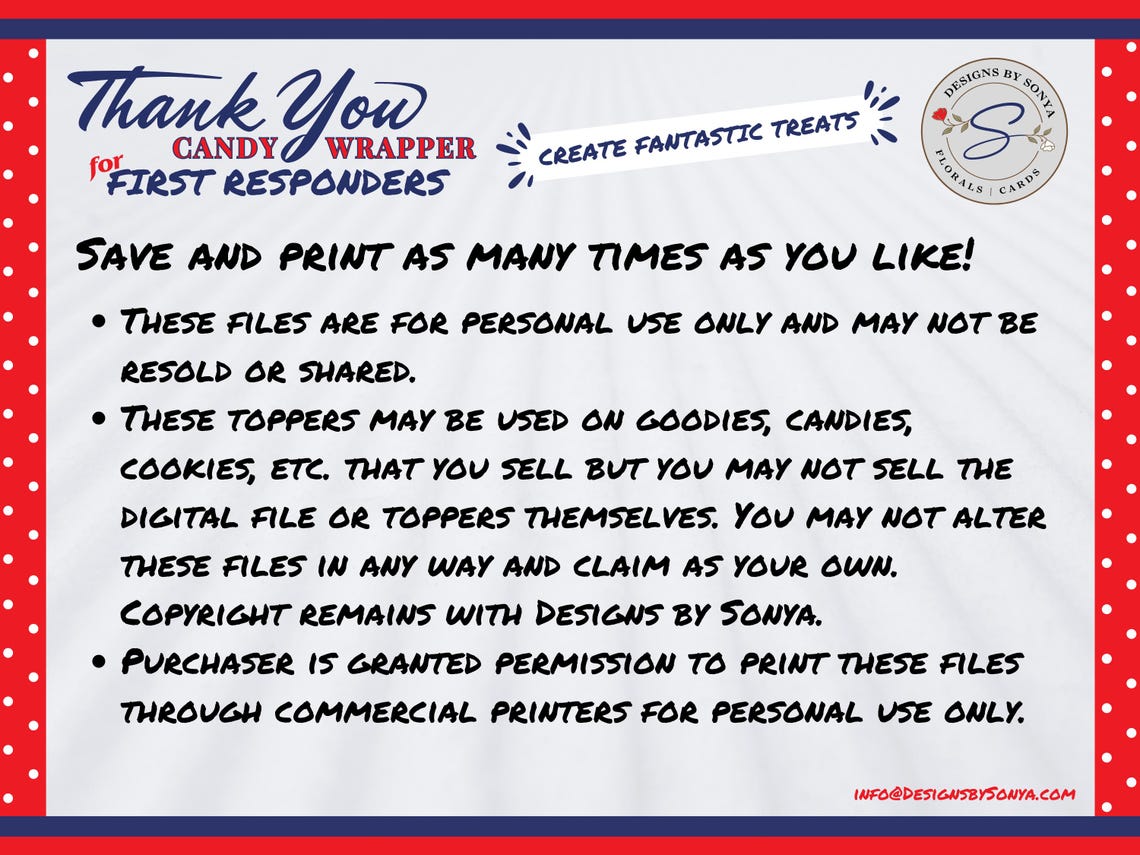 Thank You First Responder Candy Bar Wrapper Printable Appreciation Gift ...