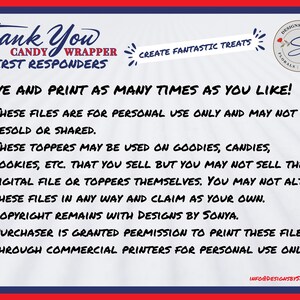 Thank You First Responder Candy Bar Wrapper Printable Appreciation Gift ...