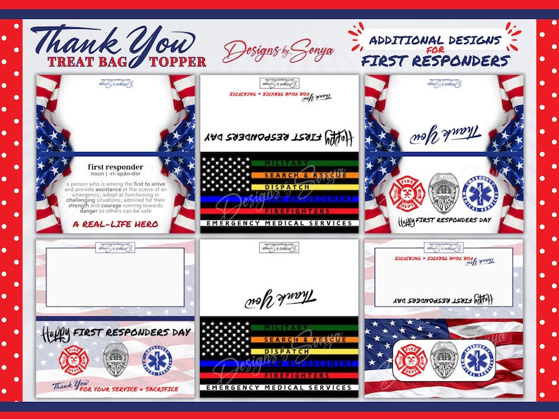 Thank You First Responders Treat Bag Topper Printable Instant Download ...