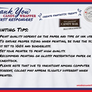 Thank You First Responder Candy Bar Wrapper Printable Appreciation Gift ...